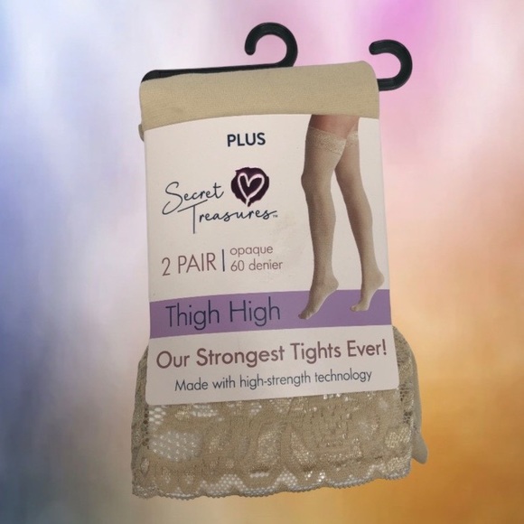 Secret Treasures | Accessories | Lace Top Sheer Thigh High Stockings ...